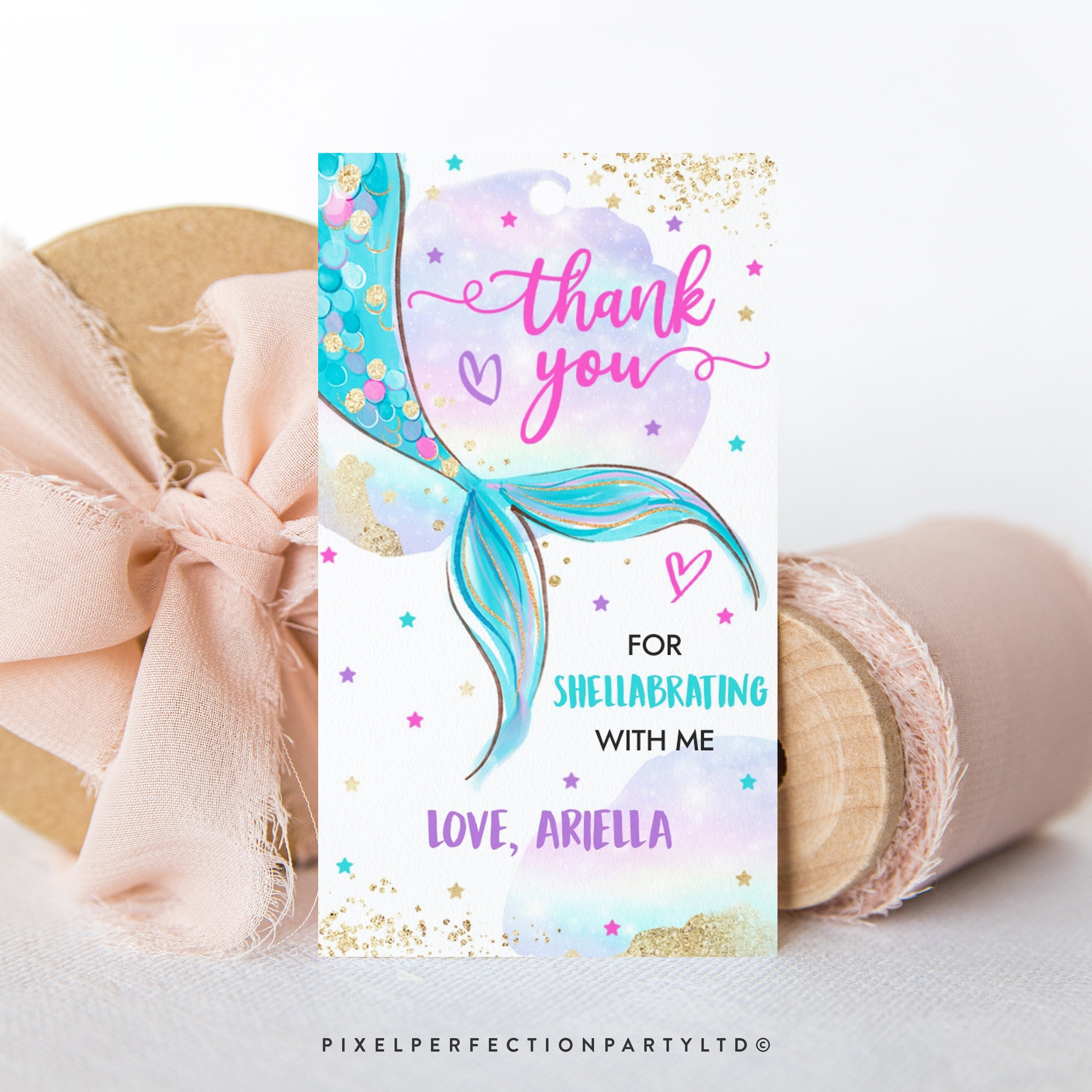 Editable Mermaid Birthday Favor Tag Mermaid Gift Tag Whimsical - Etsy