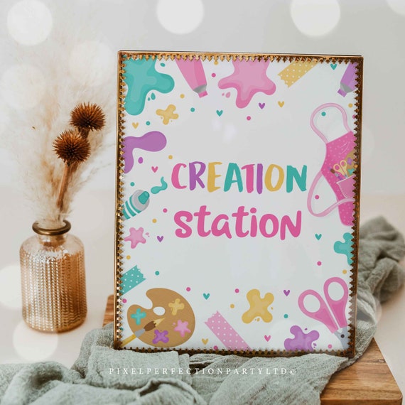 Art Birthday Party Creation Station Table Sign Painting Party Birthday ...