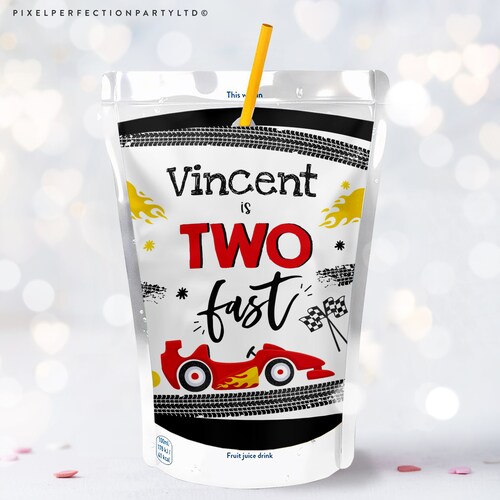 Editable Two Fast Gable Box Favor Label Race Car Birthday - Etsy