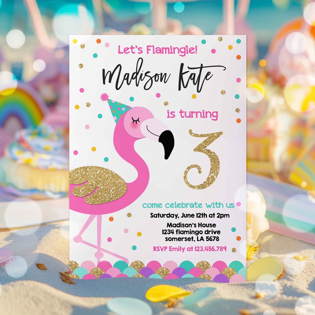 Flamingo Birthday Invitation Flamingo Invitation Flamingo Pool Party ...