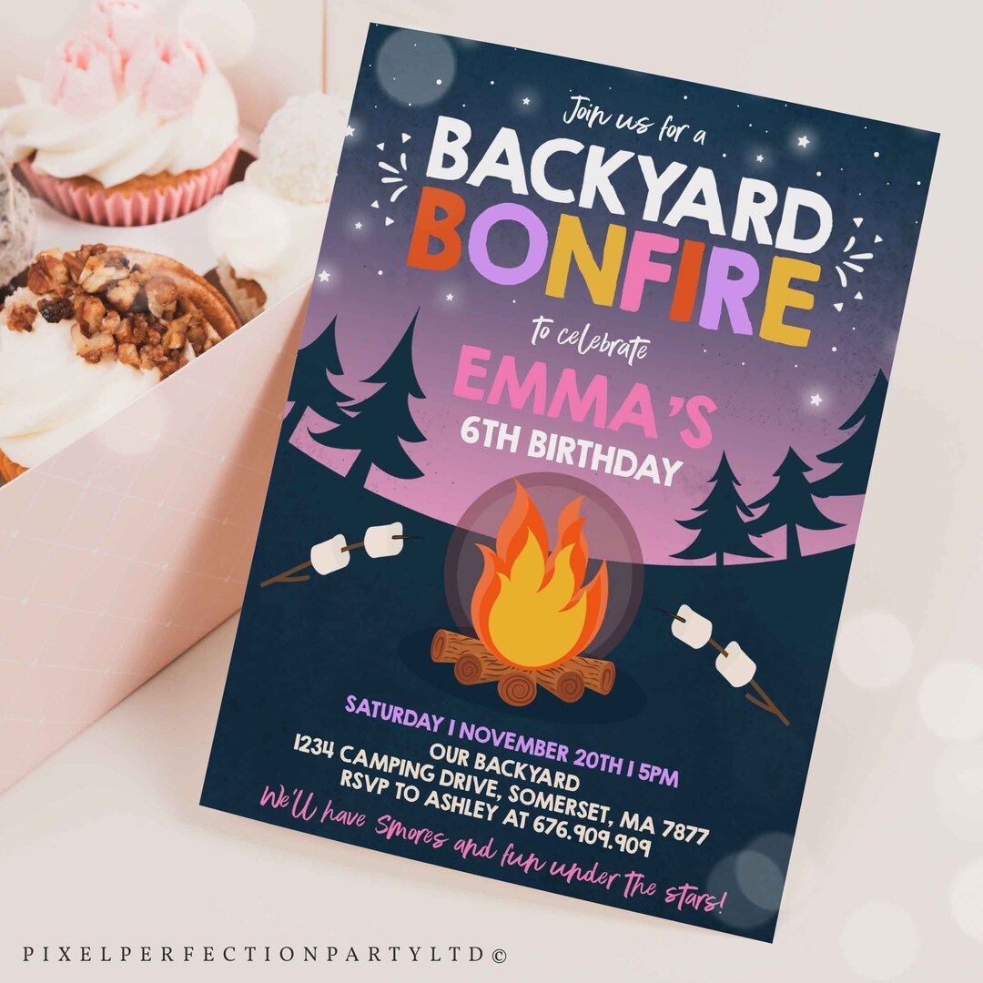 Bonfire Birthday Invitation Bonfire Party Invitation Backyard Bonfire ...