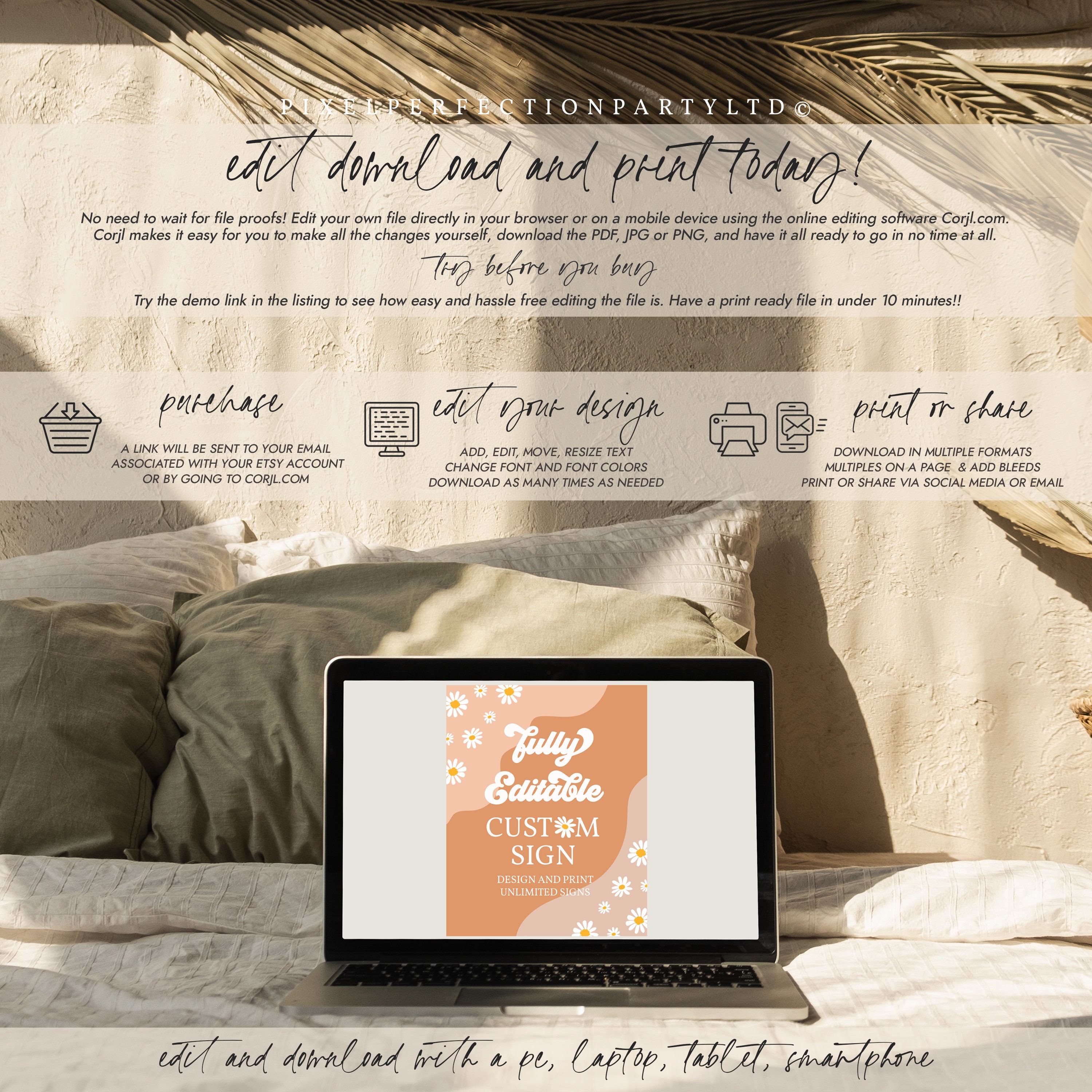 Editable Retro Groovy Daisy Birthday Party Fully Editable - Etsy