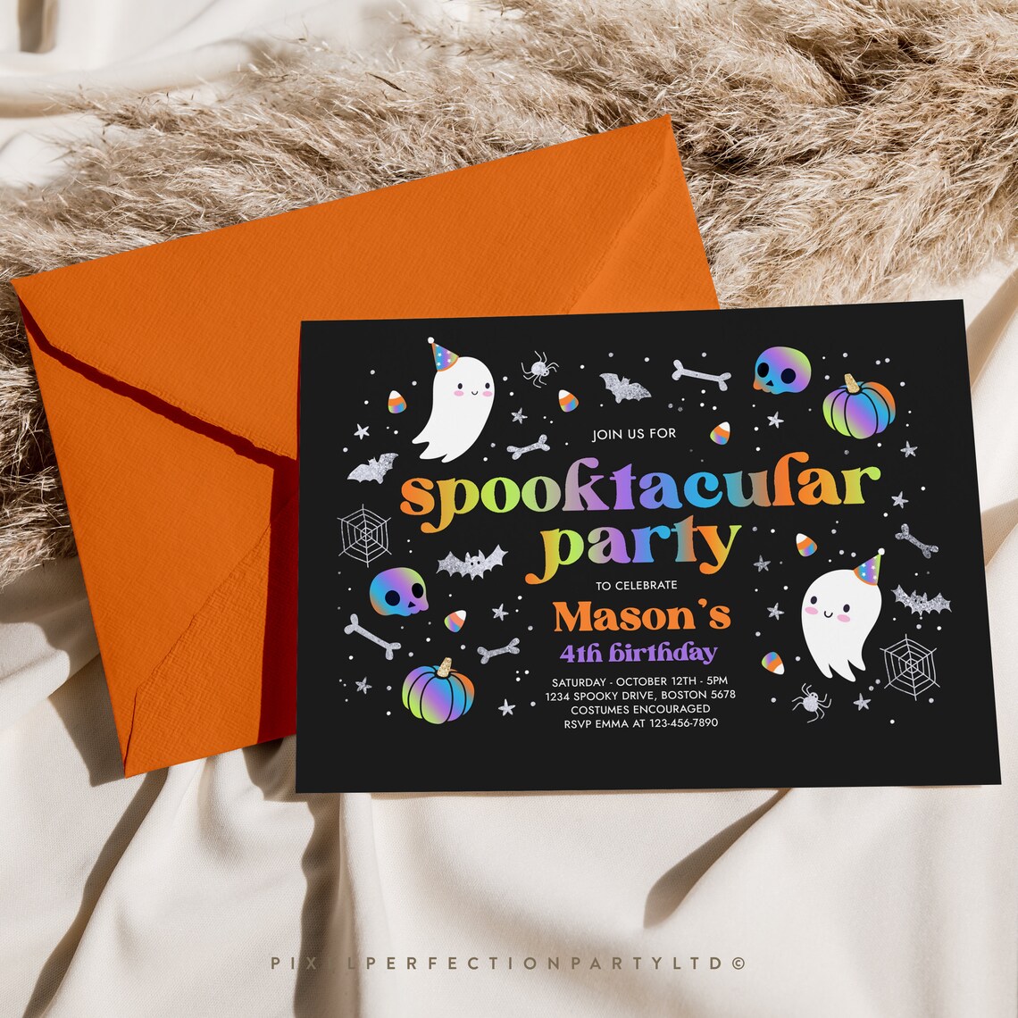 Editable Halloween Ghost Birthday Party Invitation Cute Ghost - Etsy France