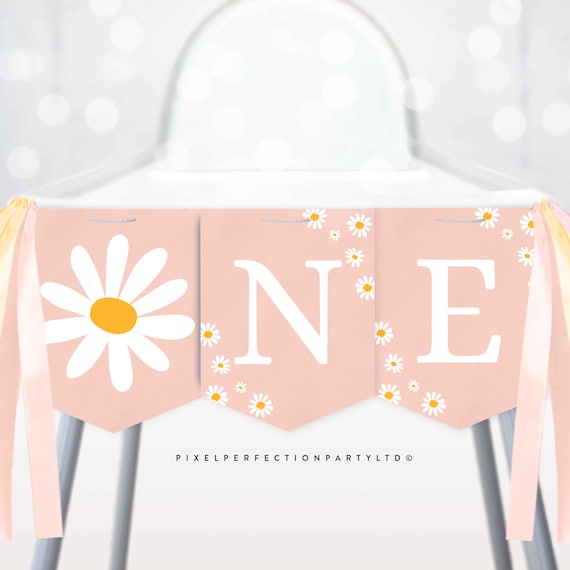 Daisy Birthday Party Highchair Banner Little Miss One-derful Birthday ...