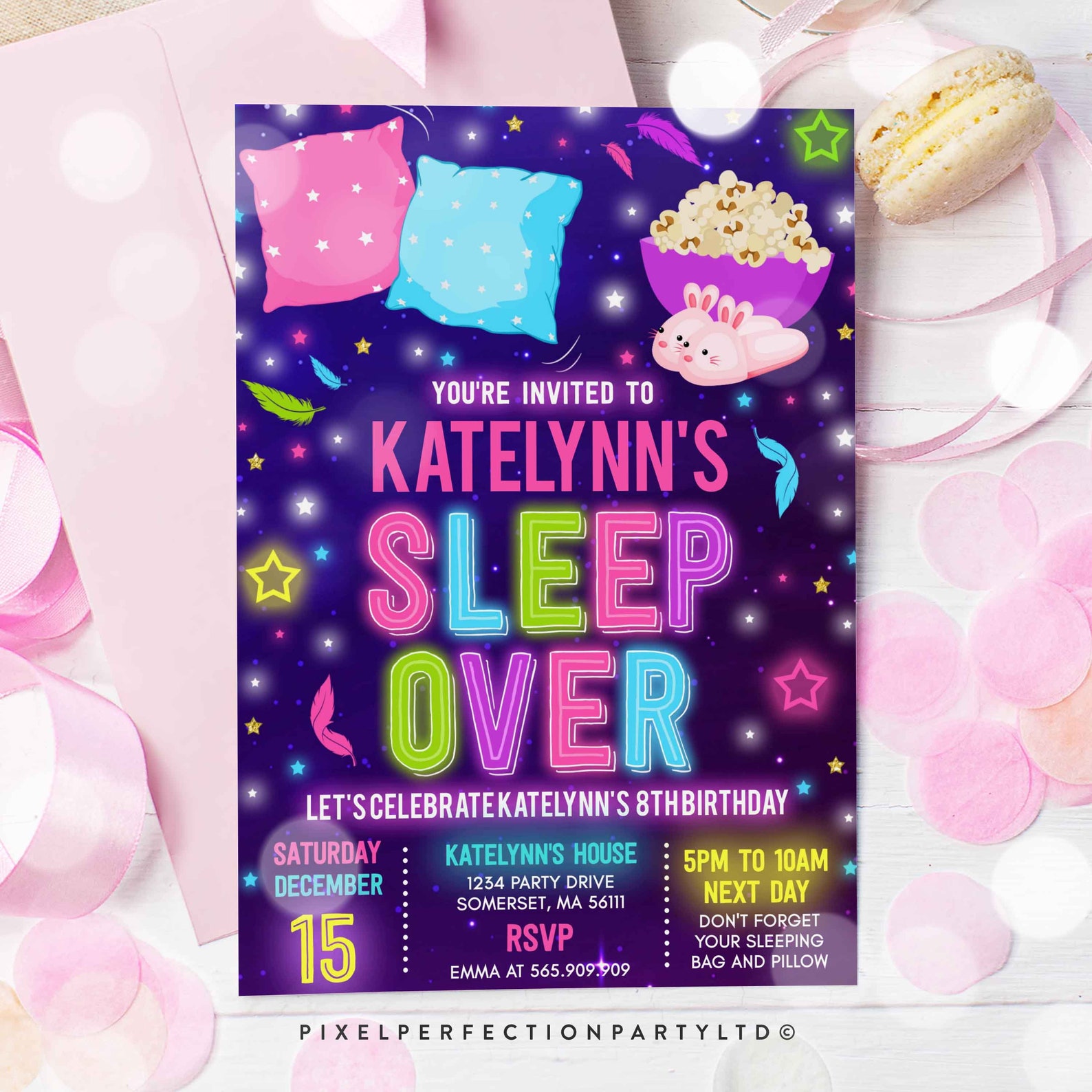 Editable Sleepover Invitation Slumber Party Invitation Etsy Uk