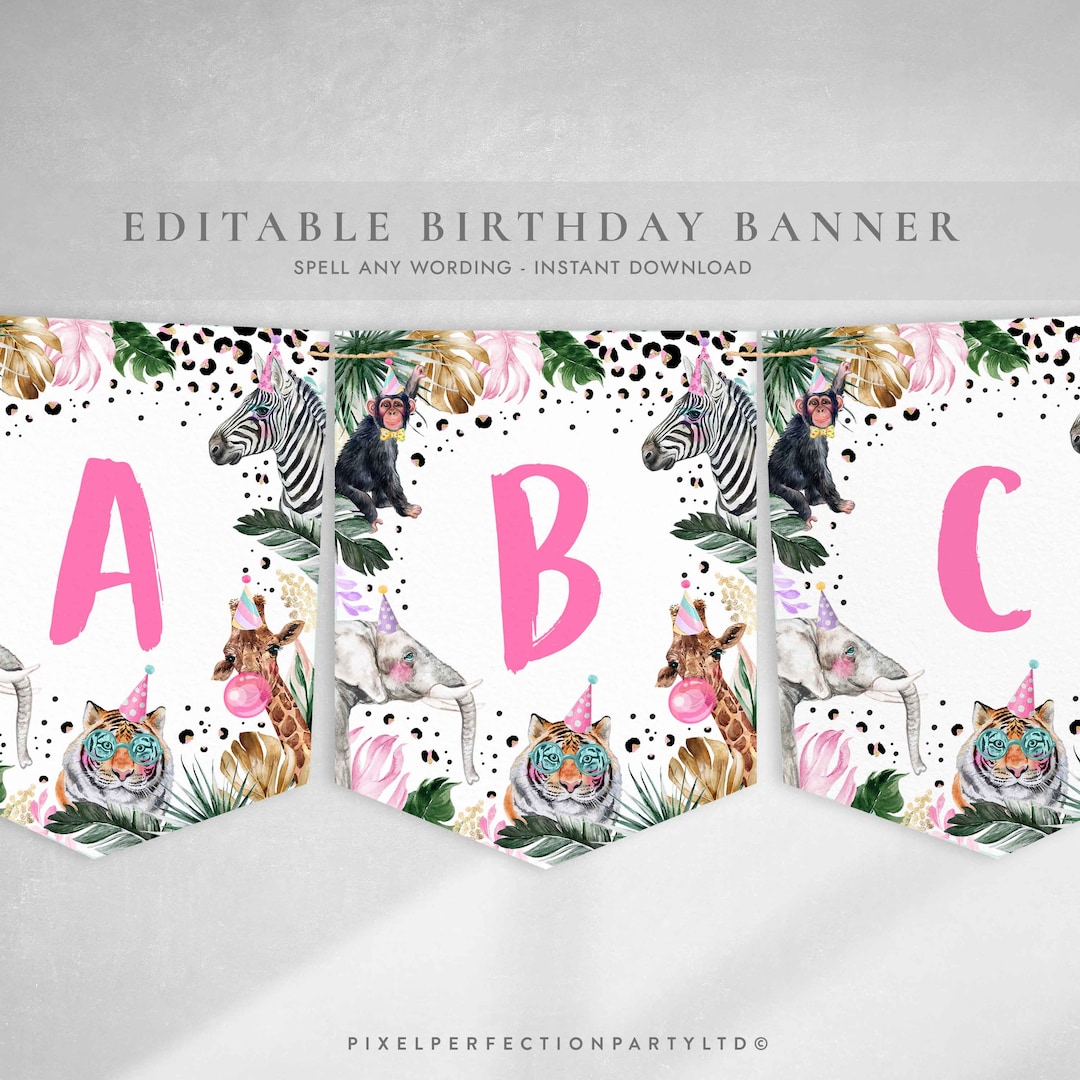 Editable Safari A-Z Banner Safari Wild Animals Safari Jungle Animals ...