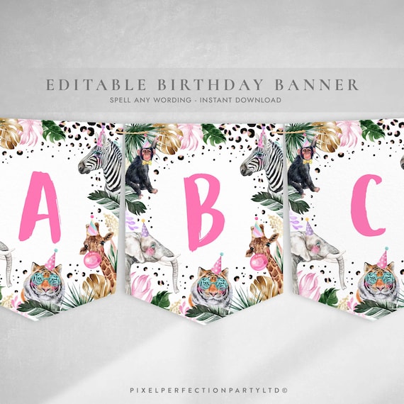 Editable Safari A-Z Banner Safari Wild Animals Safari Jungle Animals ...