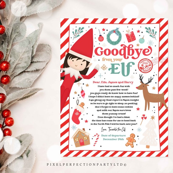 Editable Elf Goodbye Letter Elf Departure Letter Elf Farewell Letter ...