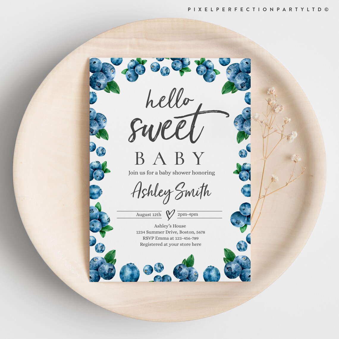 Editable Blueberry Baby Shower Invitation Berry Sweet Baby - Etsy