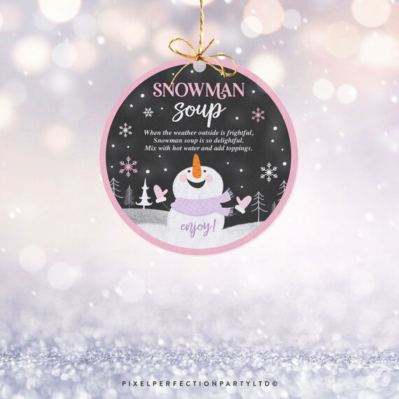 Snowman Soup Gift Tag Snowman Soup Christmas Party Favor Sticker Hot ...