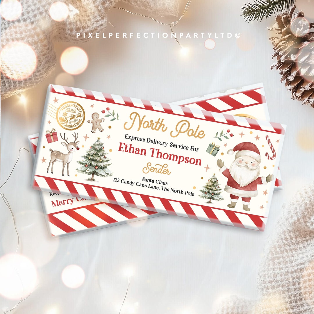 EDITABLE Personalized Candy Bar From Santa Claus Gift From Santa ...