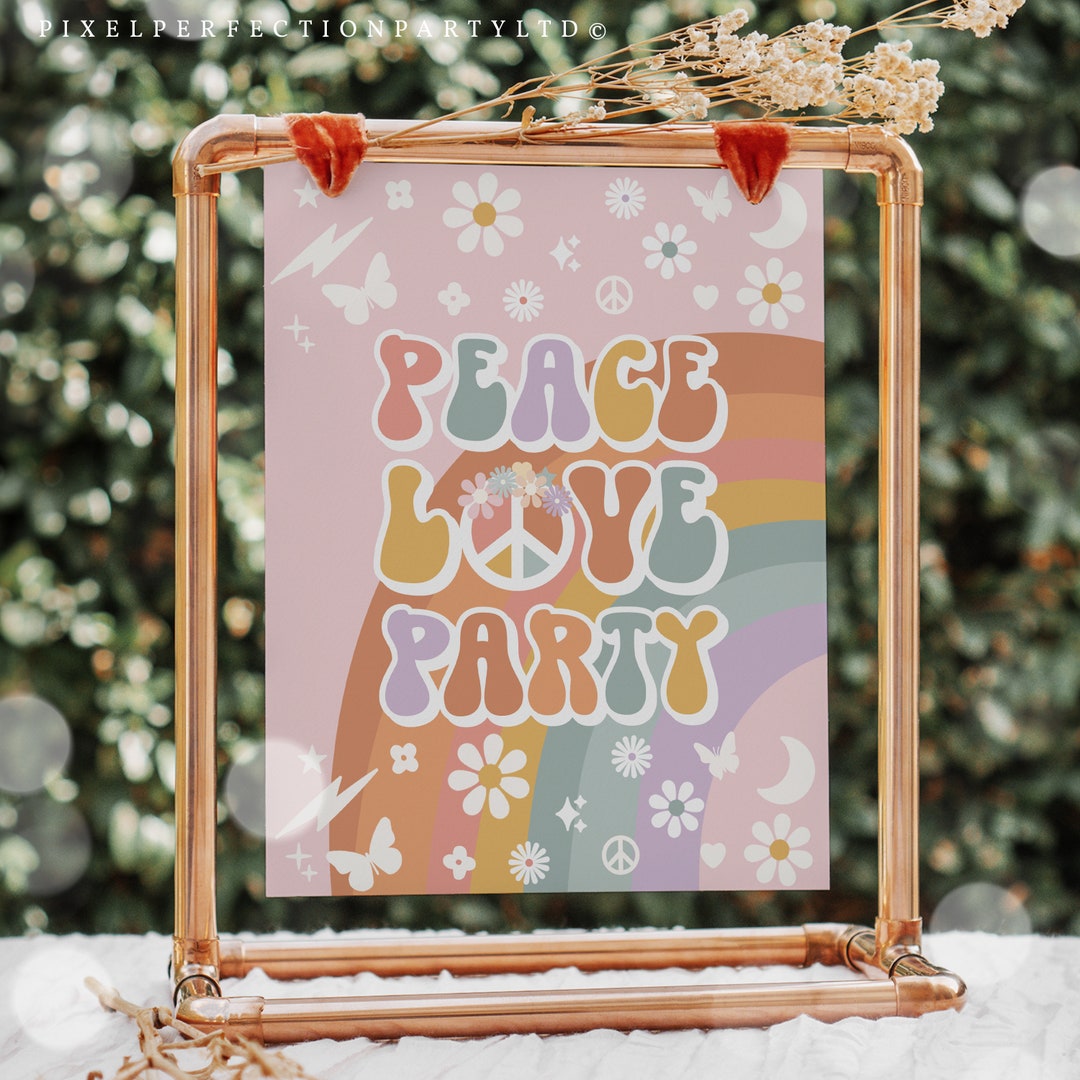 Groovy 70's Birthday Party Decor Peace Love Party Party Sign Groovy One ...