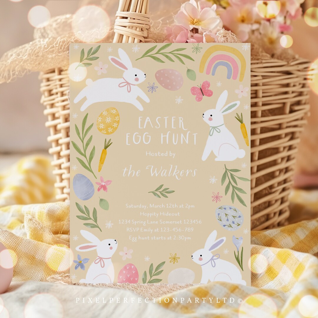 Editable Easter Egg Hunt Invitation Easter Egg Event Party Neighborhood ...