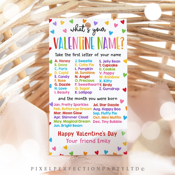 Editable What's Your Valentine Name Game Gift Tag Valentine's Name Game ...