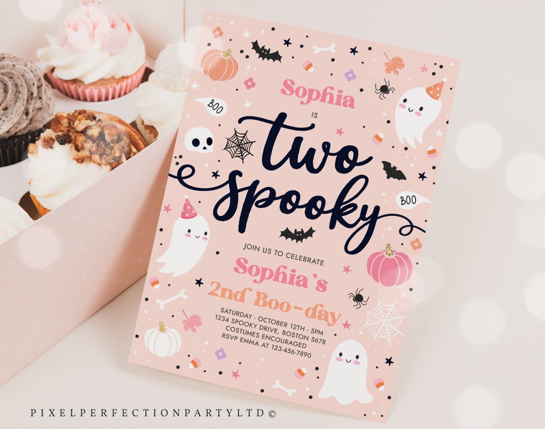 Editable Two Spooky Halloween Ghost 2nd Birthday Party - Etsy