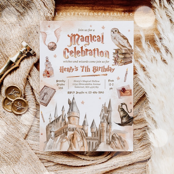Editable Wizard Birthday Party Invitation Magical Wizardry School ...
