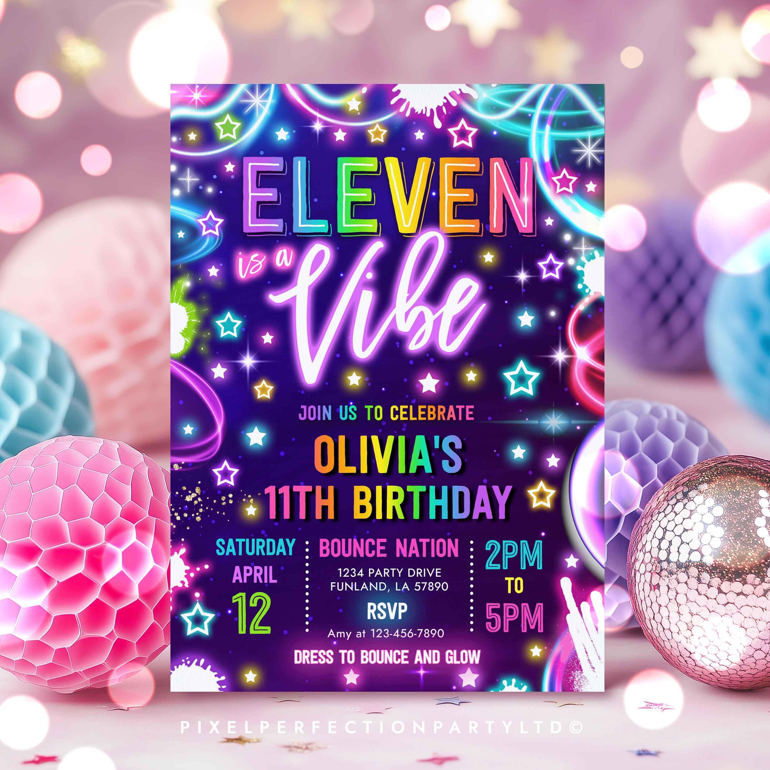 Editable Eleven is A Vibe 11th Birthday Party Invitation Eleven is A ...