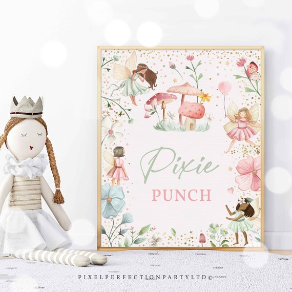 Fairy Birthday Party Pixie Punch Drink Table Sign Whimsical Enchanted ...