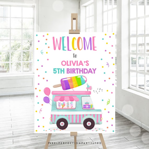 Editable Popsicle Birthday Party Welcome Sign Ice Pop Popsicle Party ...