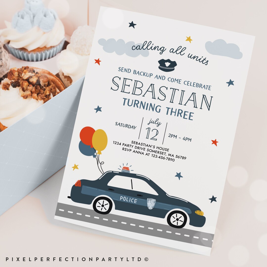 Editable Police Invitation Police Birthday Invitation Police Officer ...