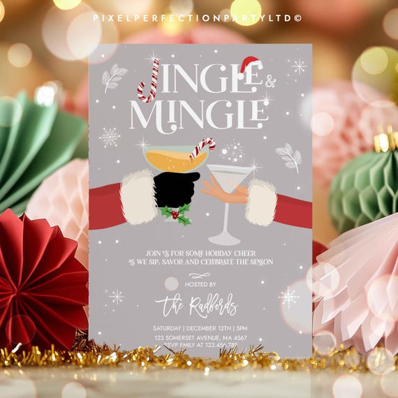 Christmas Printable Party Invitation Jingle And Mingle Flyer Cute