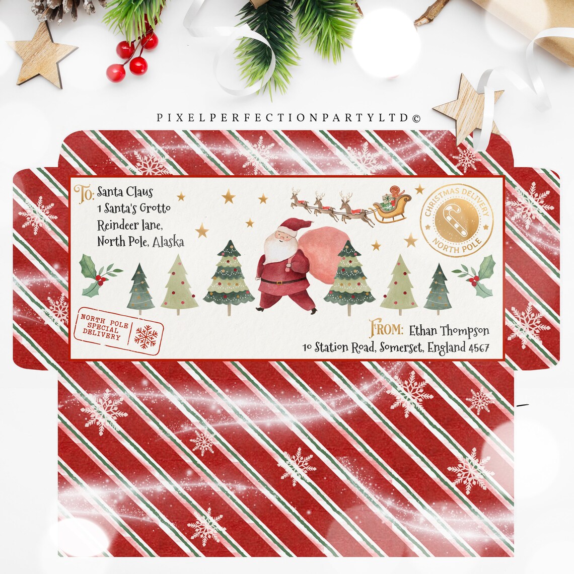 EDITABLE Santa Envelope Template Letter to Santa Envelope - Etsy