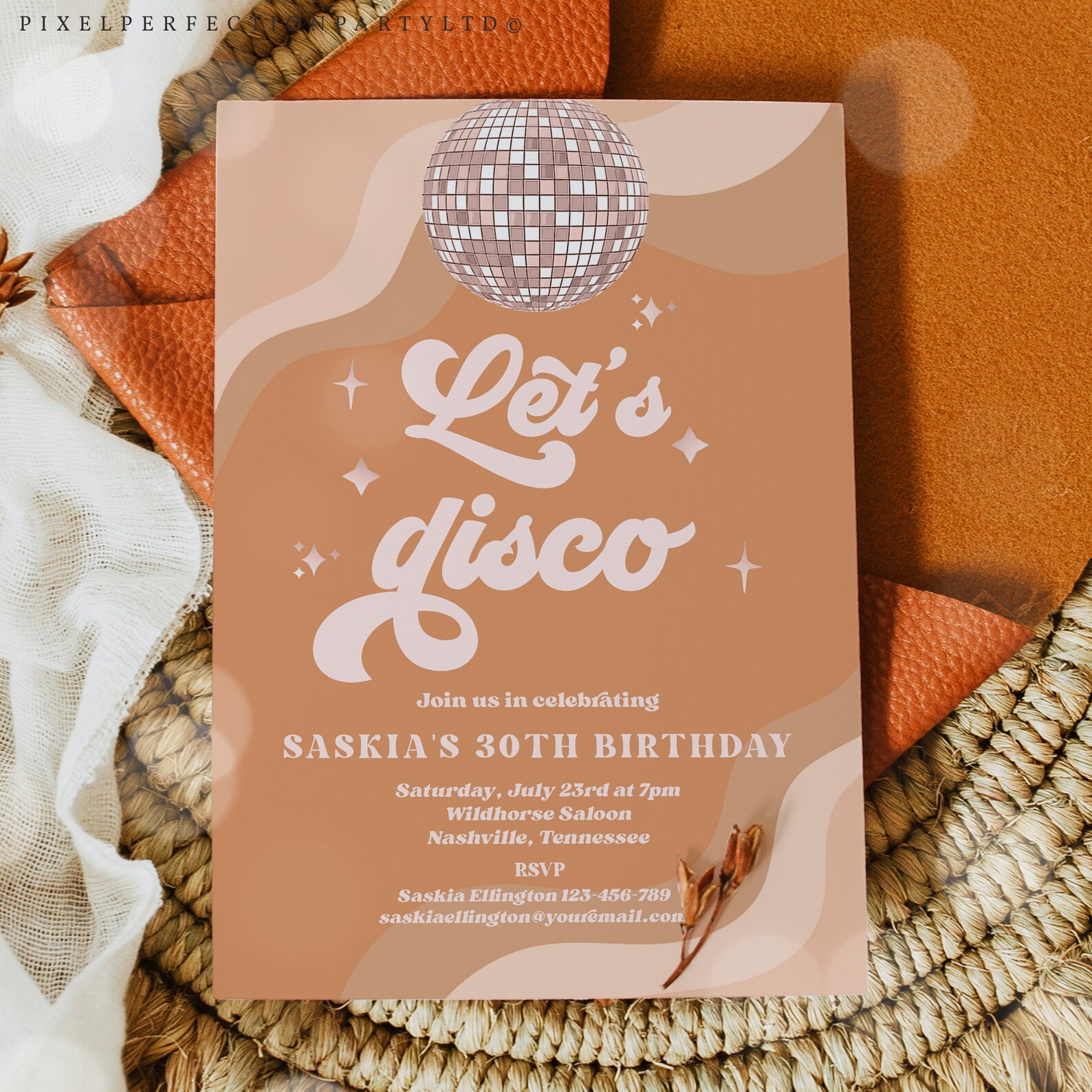Editable Let's Disco Retro Birthday Party Invitation Groovy Retro 70s ...