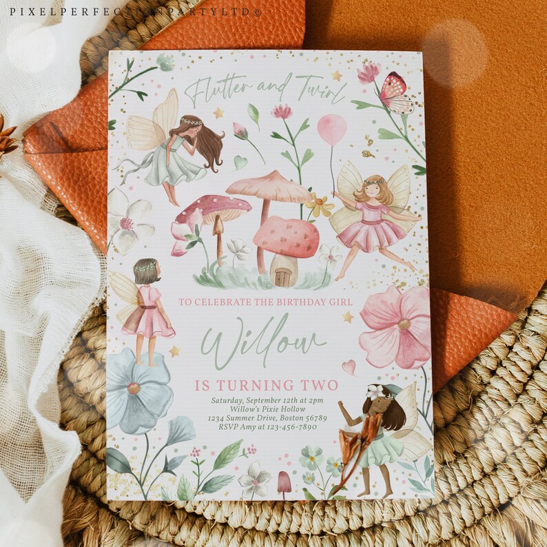 Editable Fairy Birthday Invitation Whimsical Enchanted Pixie - Etsy UK