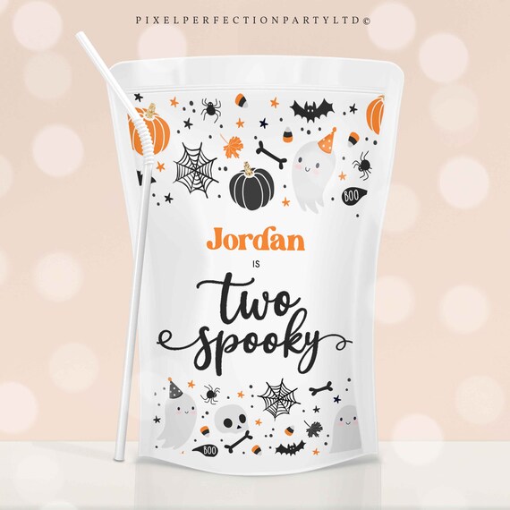 Editable Orange Halloween Ghost Juice Pouch Labels Neutral Ghost Two ...