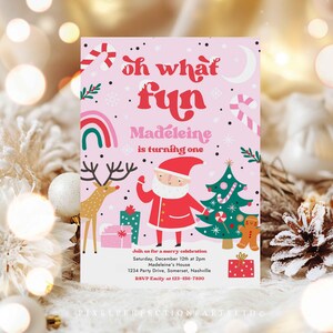 Editable Christmas Birthday Invitation Oh What Fun Christmas Birthday ...