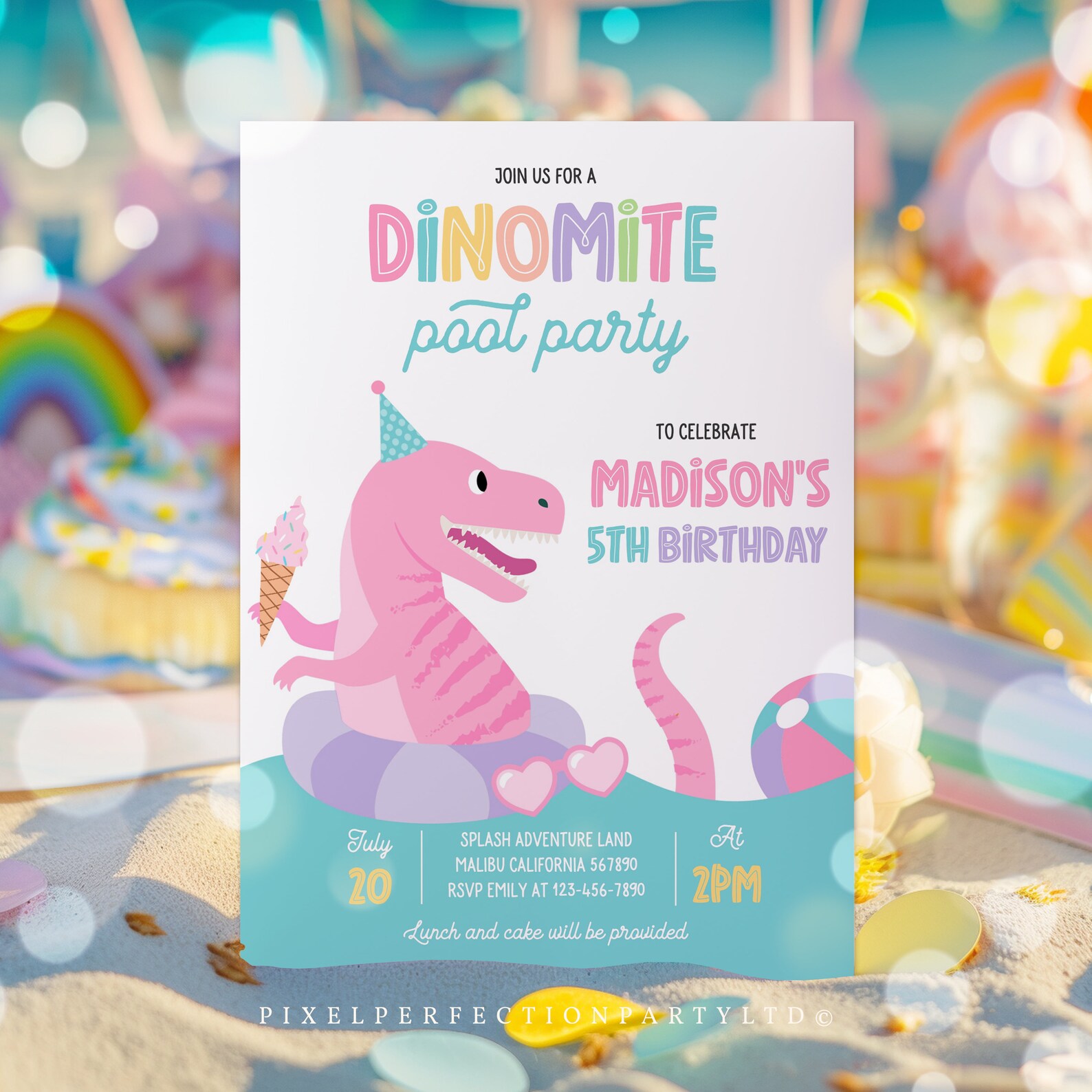 Editable Dinosaur Pool Party Invitation Dinosaur Pool Birthday Party ...