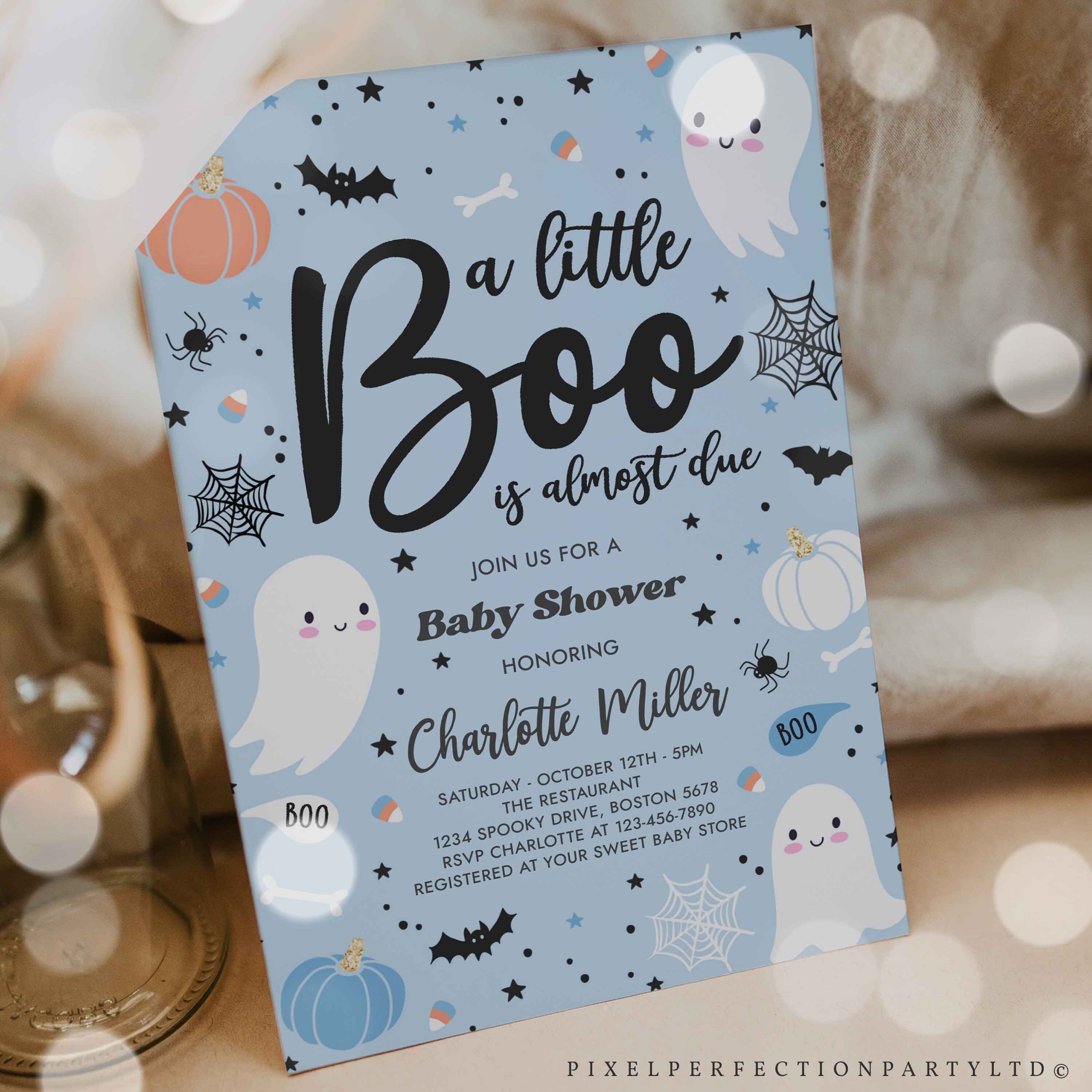 Editable Little Boo Baby Shower Invitation Boy Blue Ghost Baby - Etsy