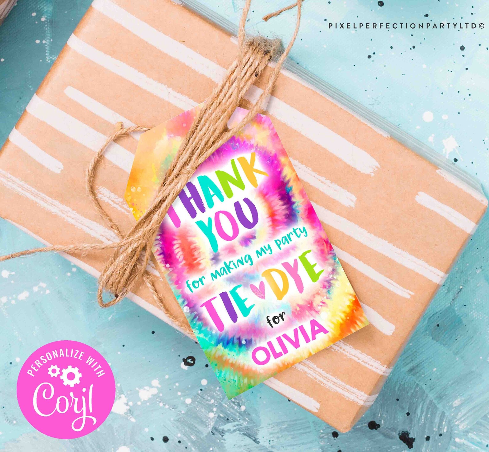 Editable Rainbow Tie Dye Favor Tag Tie Dye for Gift Tag Hippie | Etsy