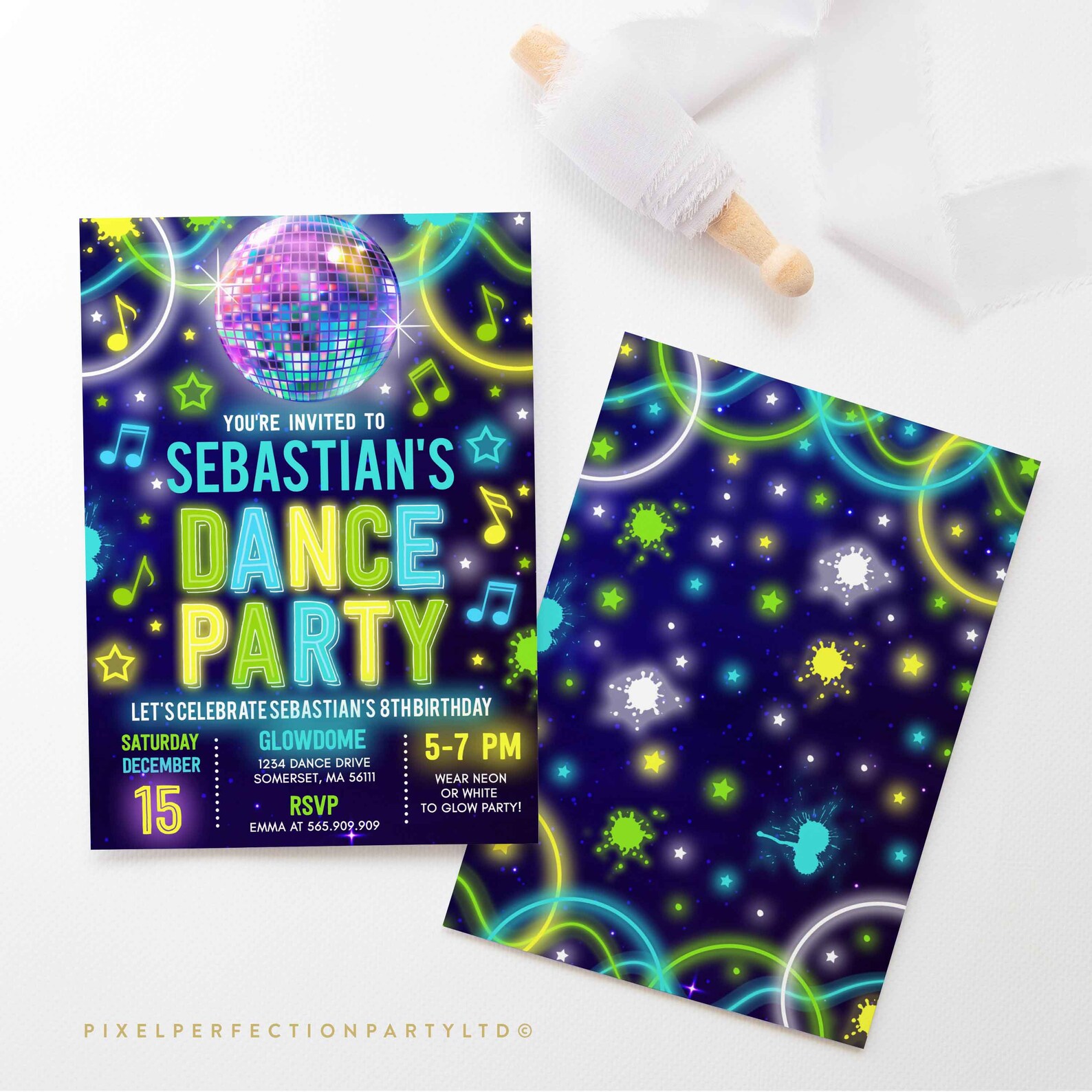 Editable Dance Party Invitation Glow Dance Party Birthday - Etsy