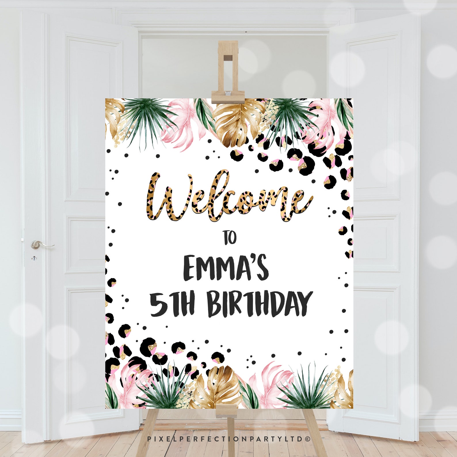 Editable Leopard Print Party Welcome Sign Jungle Birthday - Etsy