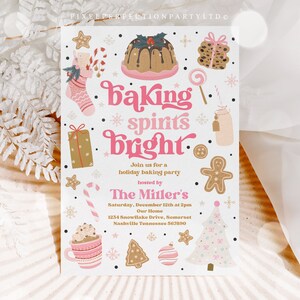 Editable Christmas Baking Party Invitation Baking Spirits Bright Cookie ...