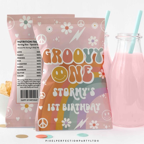 Editable Groovy Birthday Party Gable Box Favor Label Hippie - Etsy