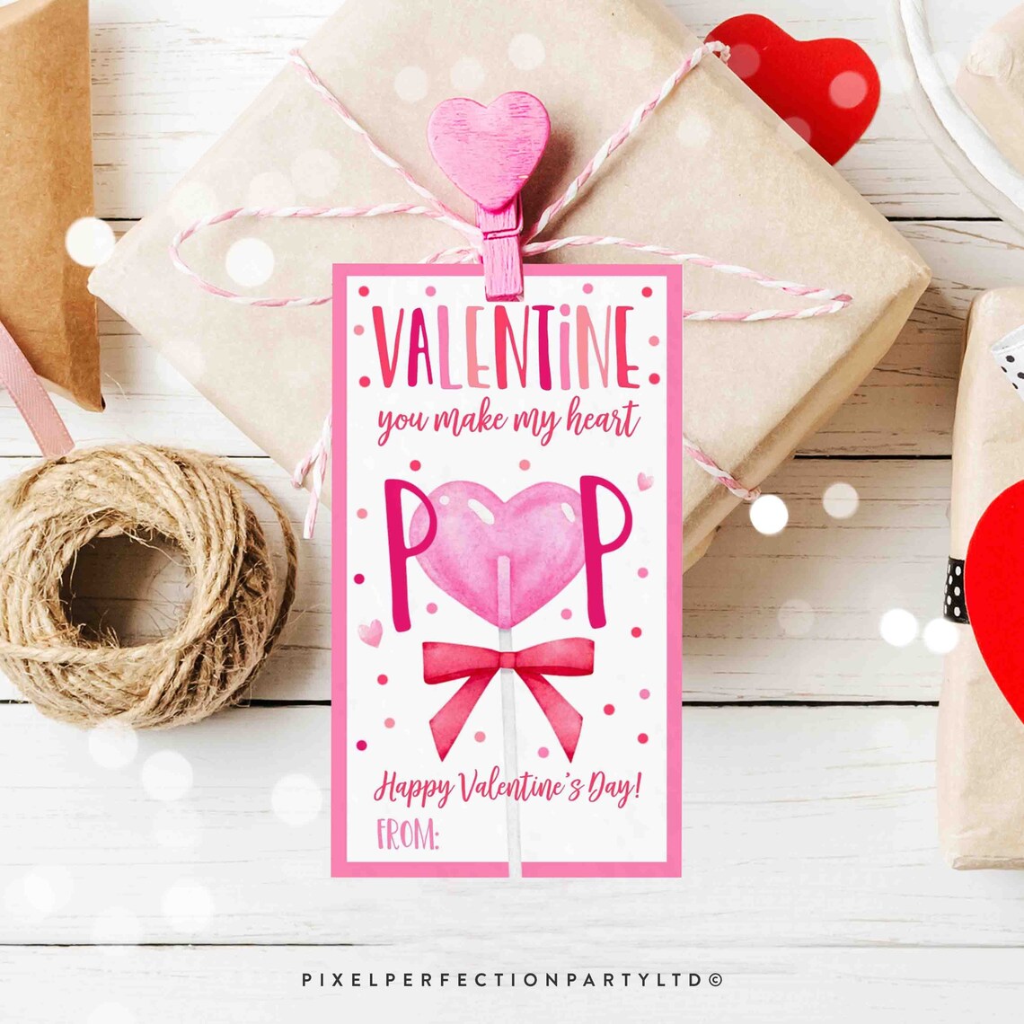 Editable You Make My Heart Pop Valentine's Day Gift Tag | Etsy