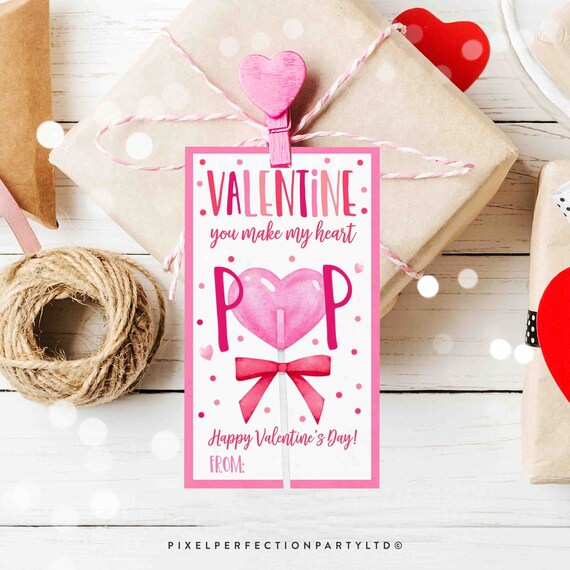Editable You Make My Heart Pop Valentine's Day Gift Tag | Etsy