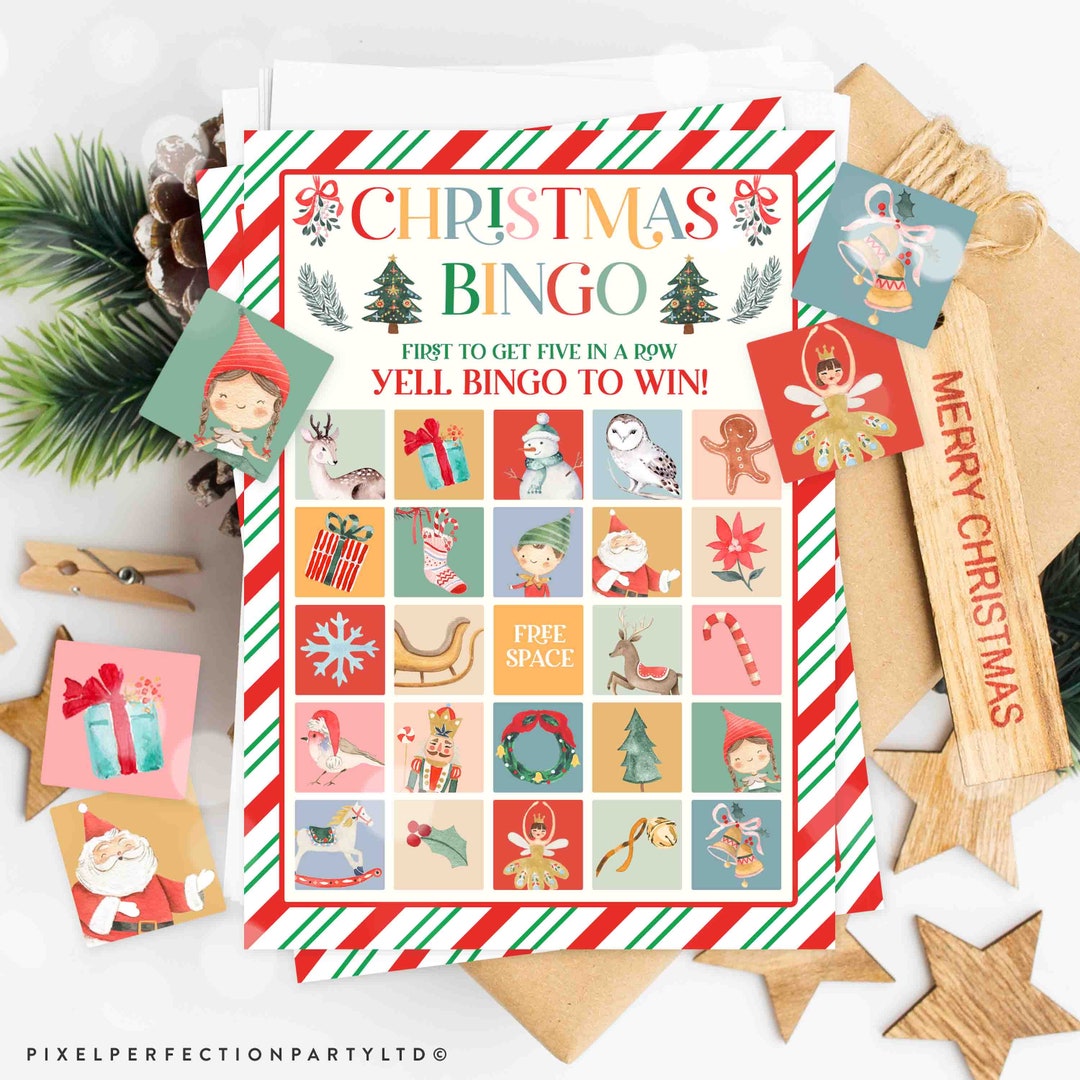 Christmas Bingo Game Kids Christmas Bingo Family Game Christmas Kids ...