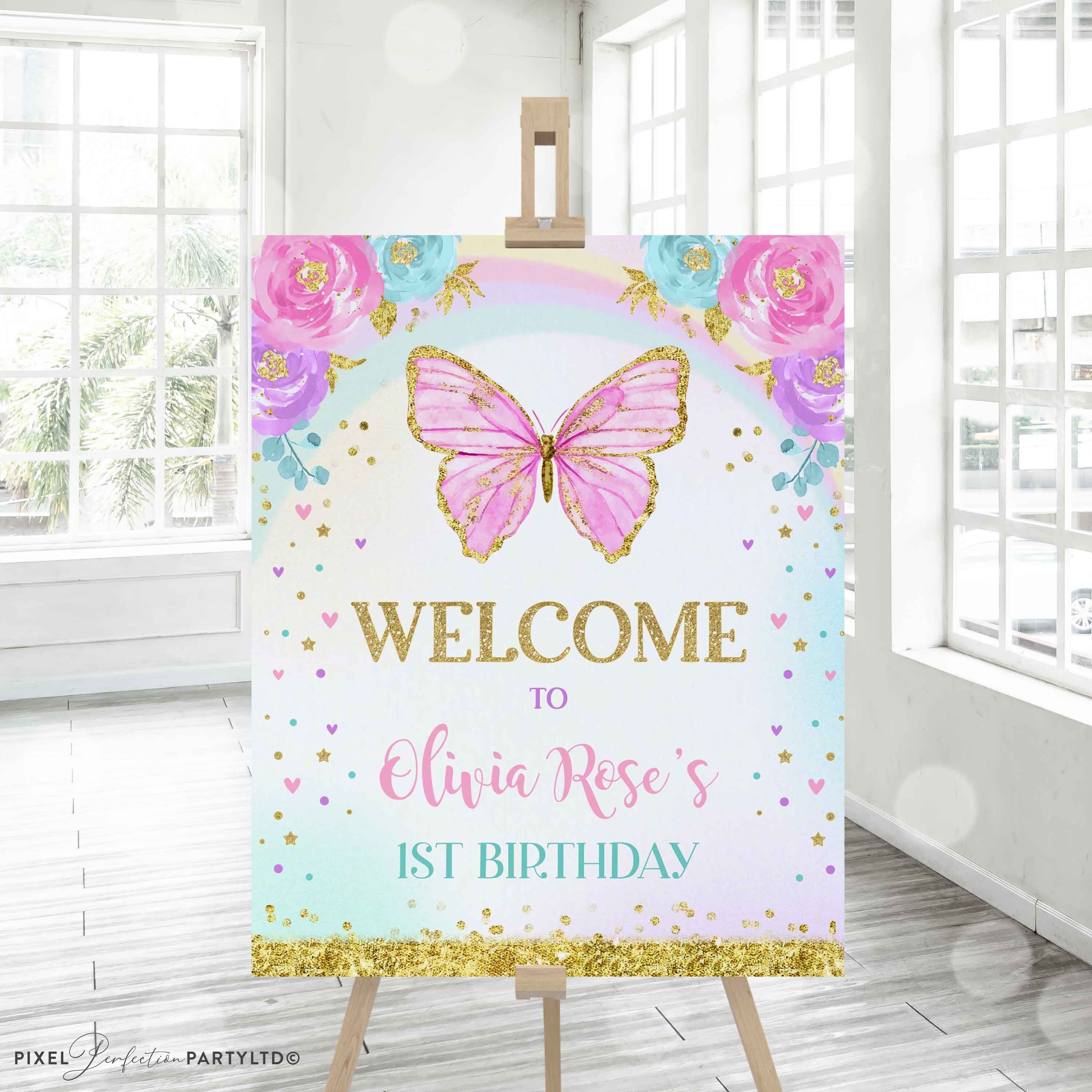 Editable Butterfly Welcome Sign Butterfly Floral Garden Welcome Sign ...