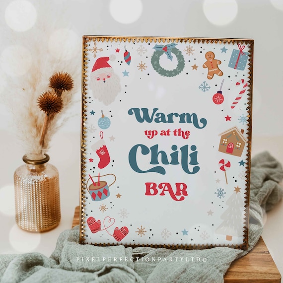 Christmas Birthday Party Chili Bar Sign Oh What Fun Christmas Birthday ...