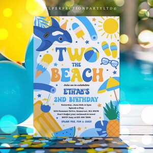 Editable Two the Beach 2nd Birthday Beach Party Invitation Tropical ...