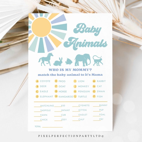 Editable Sunshine Baby Shower Who's My Mommy Game Here Come The Son ...