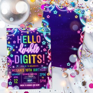Editable Hello Double Digits 10th Birthday Party Invitation Hello ...