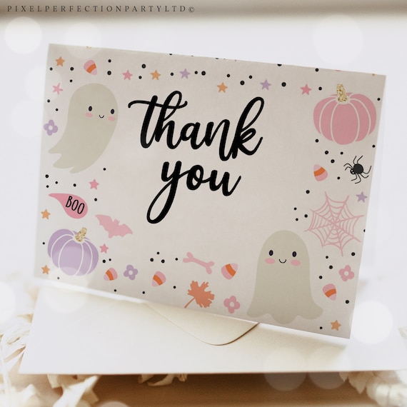 Editable Little Boo Baby Shower Thank You Card Halloween Pink - Etsy