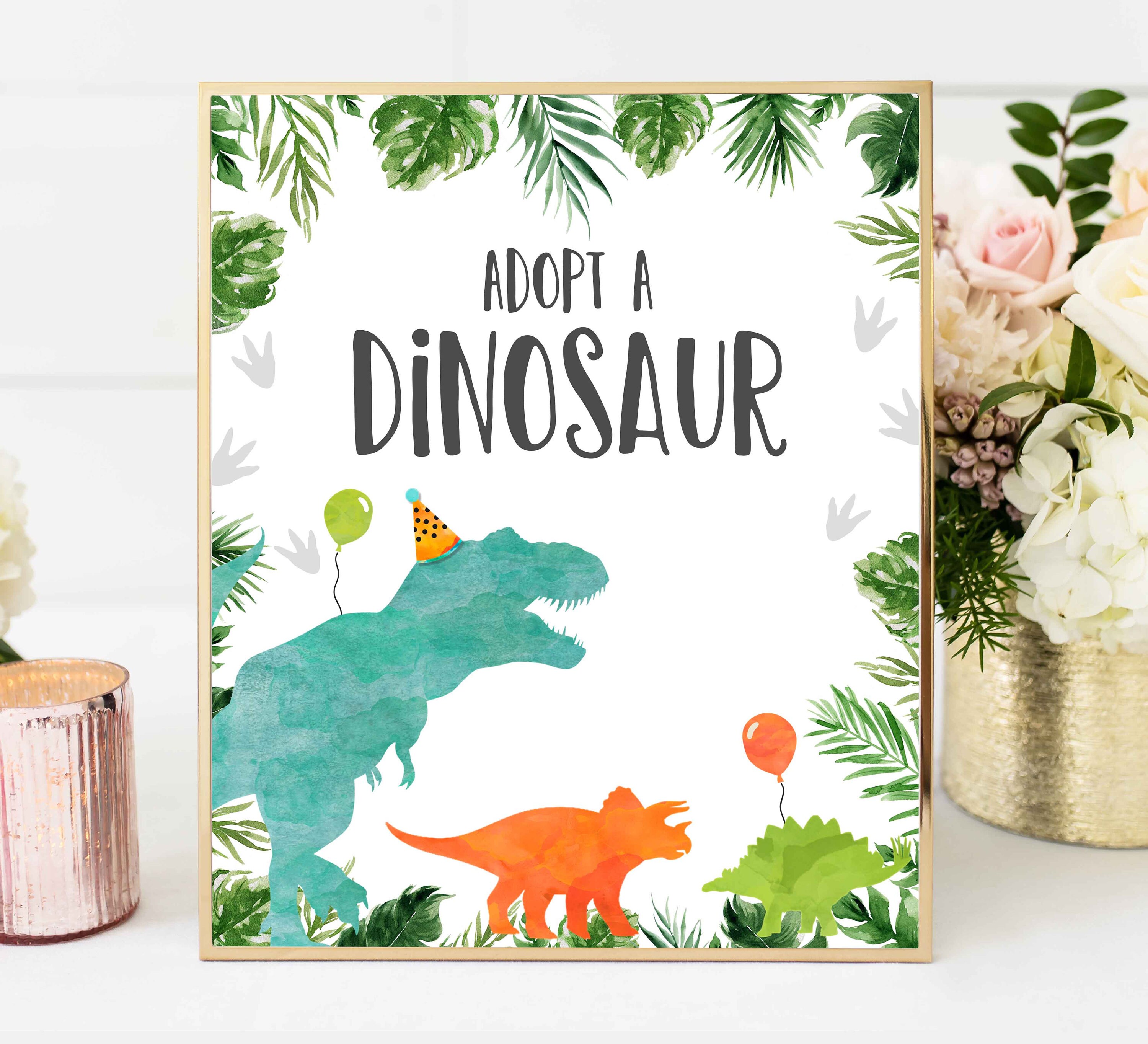 Paper & Party Supplies Adopt a Dinosaur Birthday Sign Table Decor ...