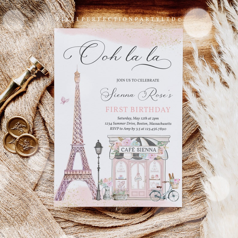 Editable Paris Birthday Party Invitation French Parisian Cafe - Etsy ...
