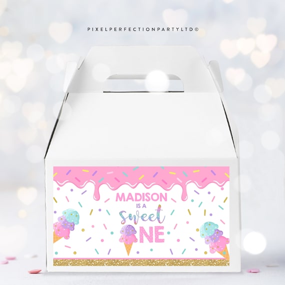 Editable Ice Cream Gable Box Favor Labels Ice Cream Sweet One - Etsy ...