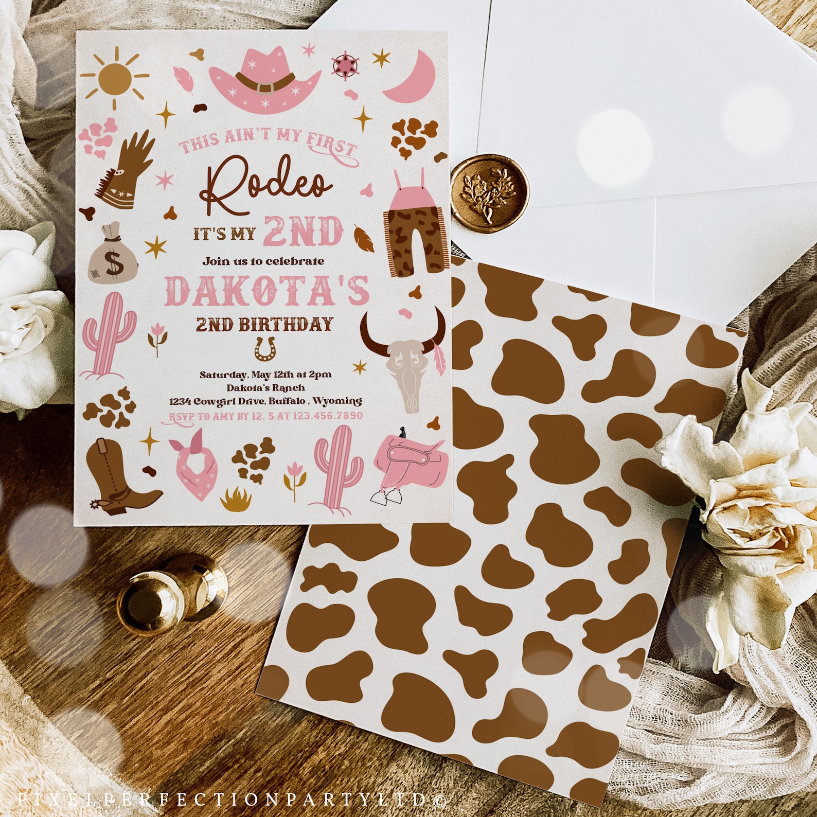Editable Second Rodeo Cowgirl Birthday Party Invitation Pink - Etsy